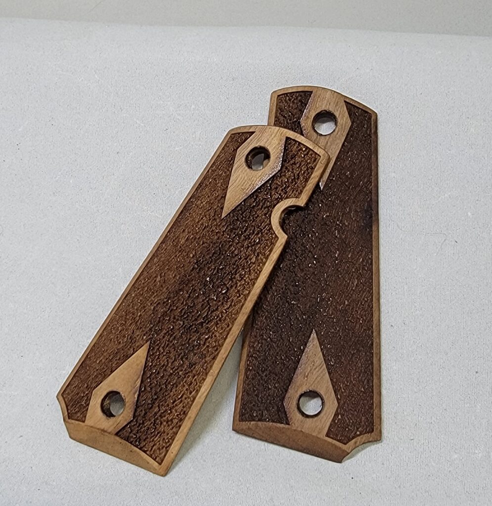 1911 Walnut Stippled Gun Grips – Full Size 1911 Fit
