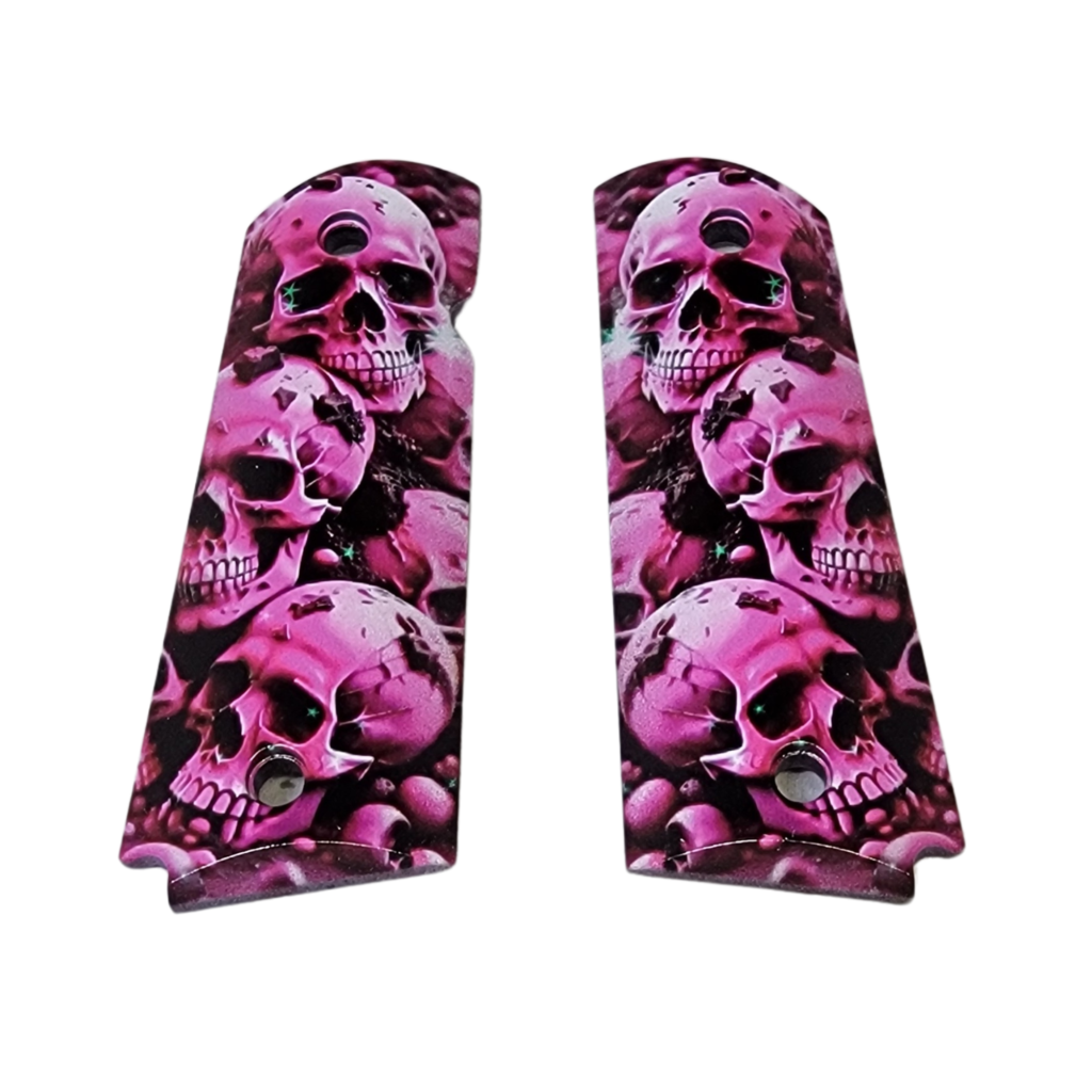 1911 Full-size ABS grips with Skulls in Pink Printed Image